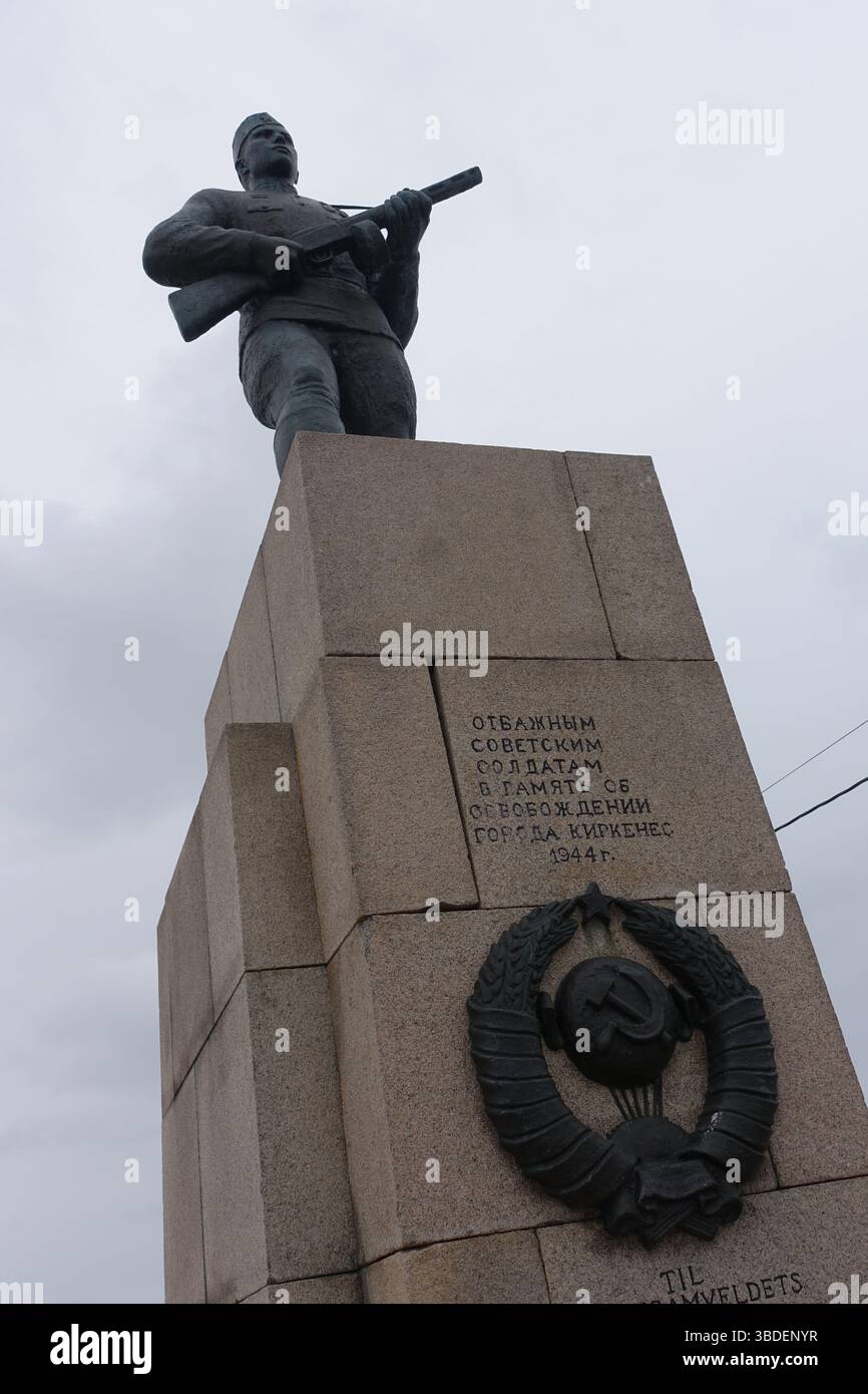 Monument to the Soviet soldier liberator in Kirkenes, Norway Stock ...
