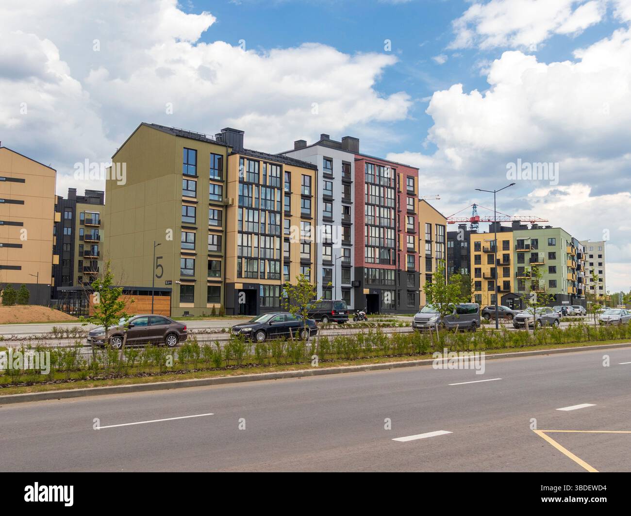 Shot of the stylish, modern, urban, residential suburb where buildings ...