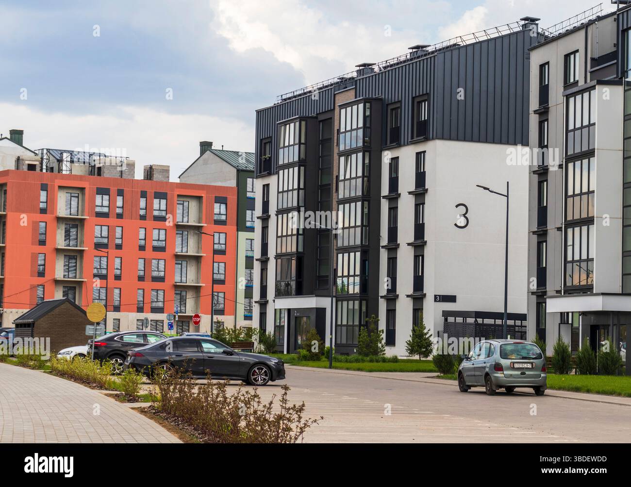 Shot of the stylish, modern, urban, residential suburb where buildings ...