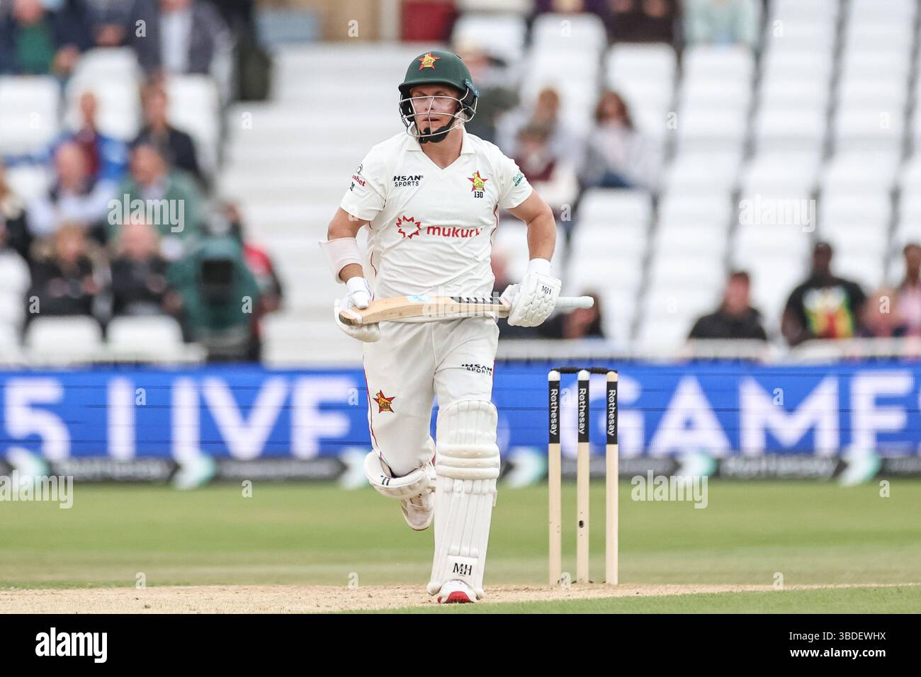 Ben Curran of Zimbabwe makes one run during the Rothesay Test Match Day ...