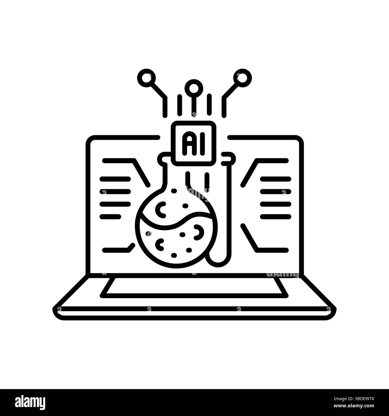 virtual laboratories STEM disciplines black line icon for digital and print projects. Minimal ...