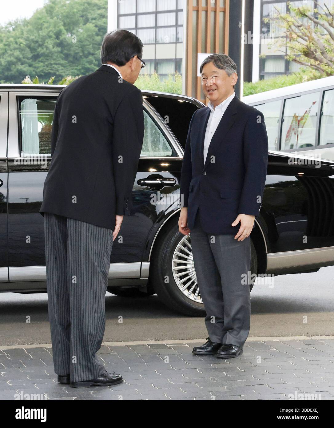 Japanese Emperor Naruhito arrives at Hotel Heritage in Kumagaya City ...