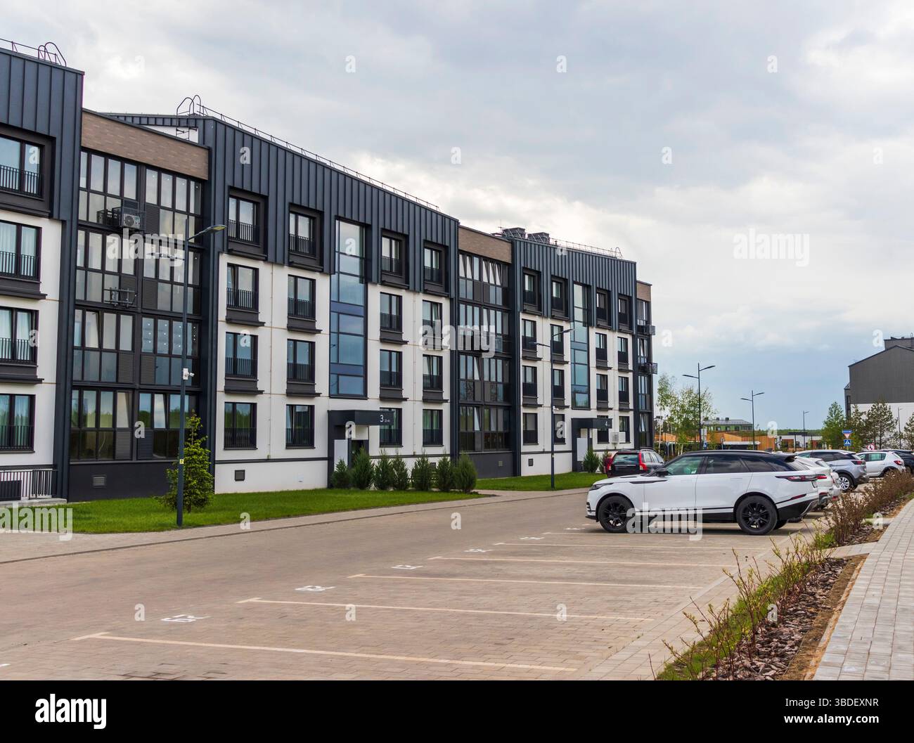 Shot of the stylish, modern, urban, residential suburb where buildings ...