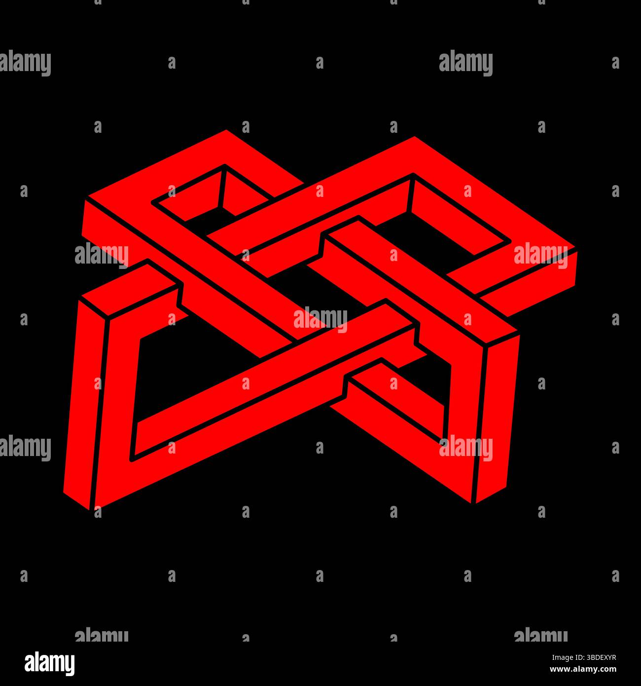 Impossible optical illusion shapes. Op art objects. Impossible figures. Line art. Geometry logo ...