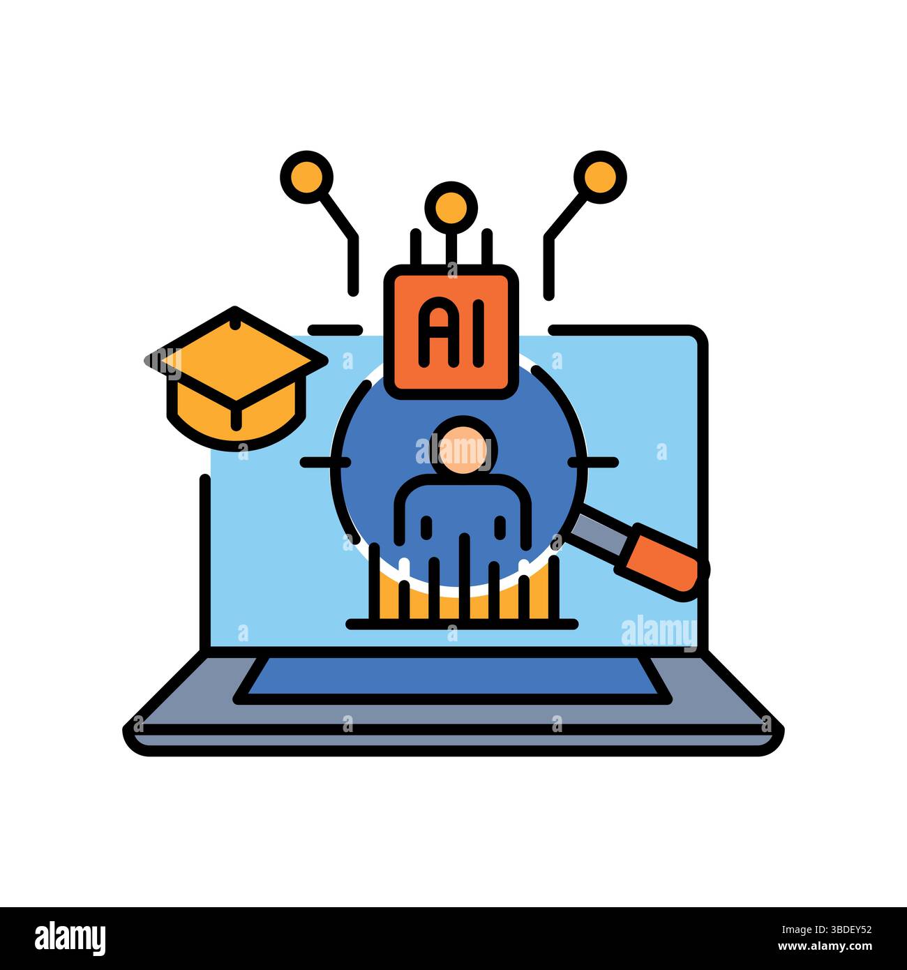 analysis student behavior online lessons color line icon for digital and print projects. Minimal ...