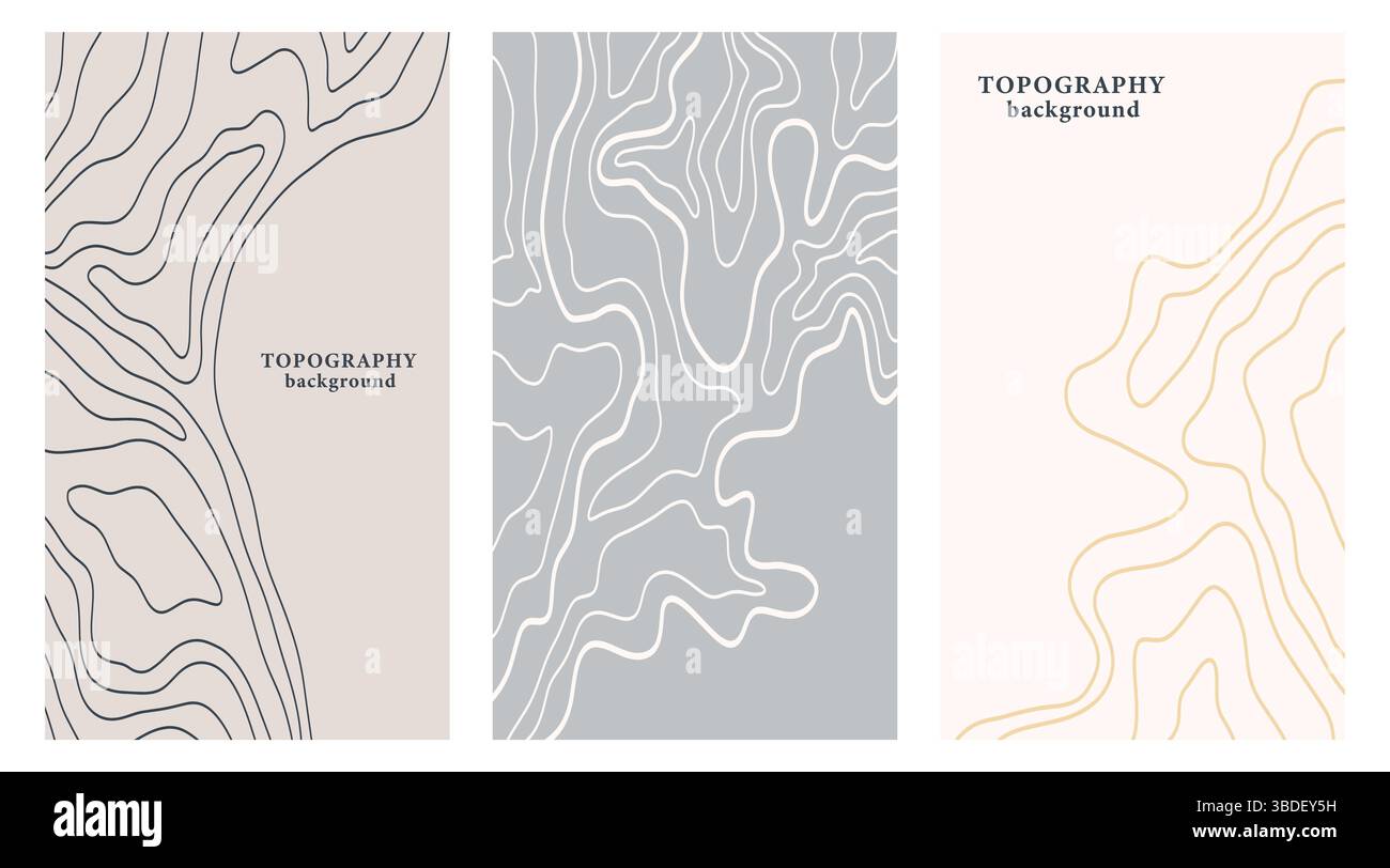 Topography map background set. Wavy abstract cover Stock Vector Image ...