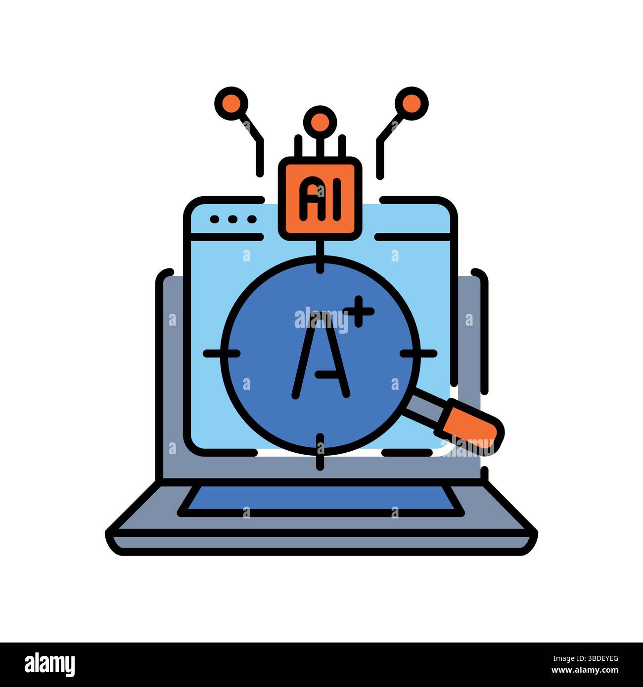 automatic grading assignments black line icon for digital and print projects. Minimal clean ...