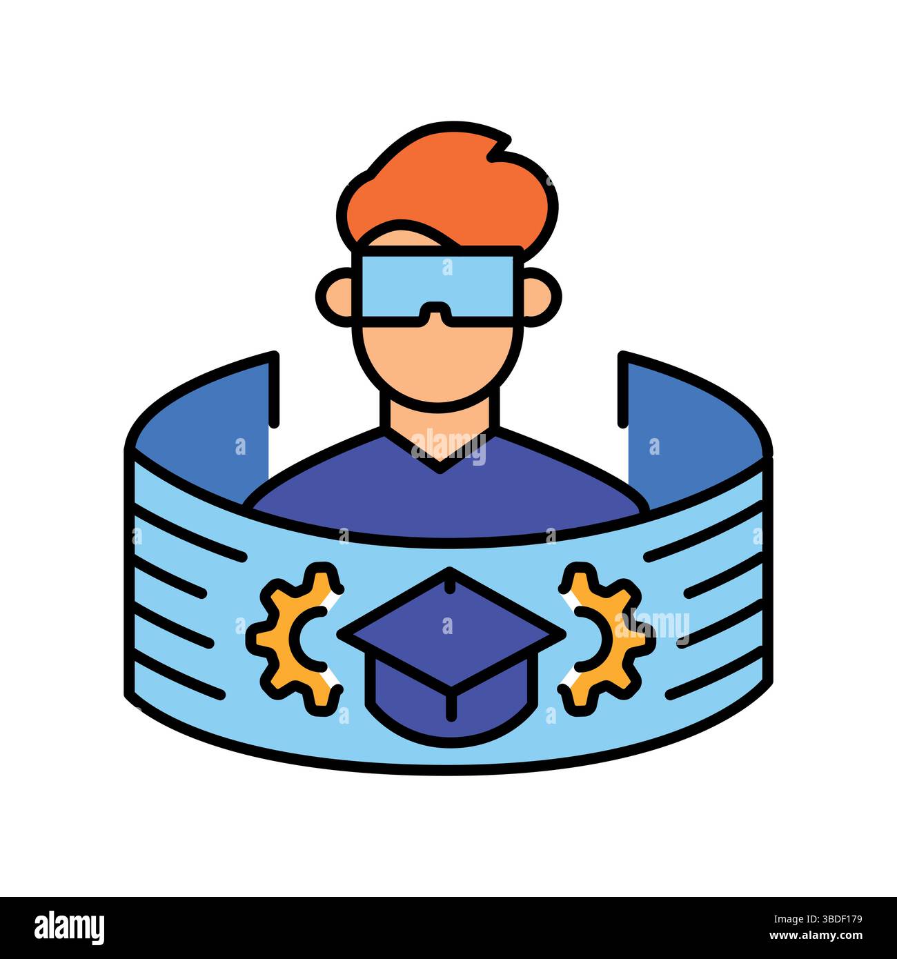 use VR AR education color flat icon for digital and print projects ...