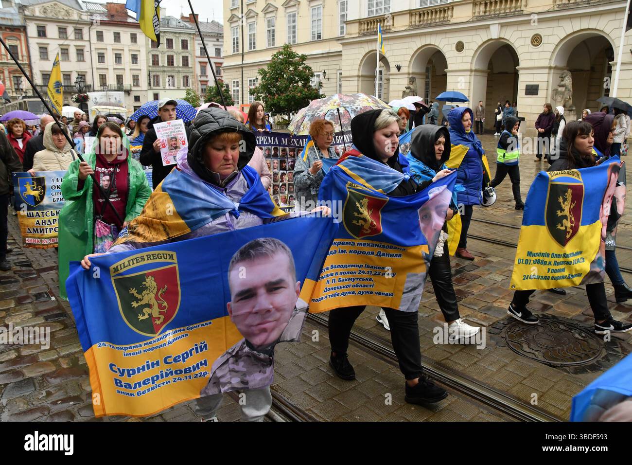 Ukrainian soldiers, veterans and activists march during the March of ...
