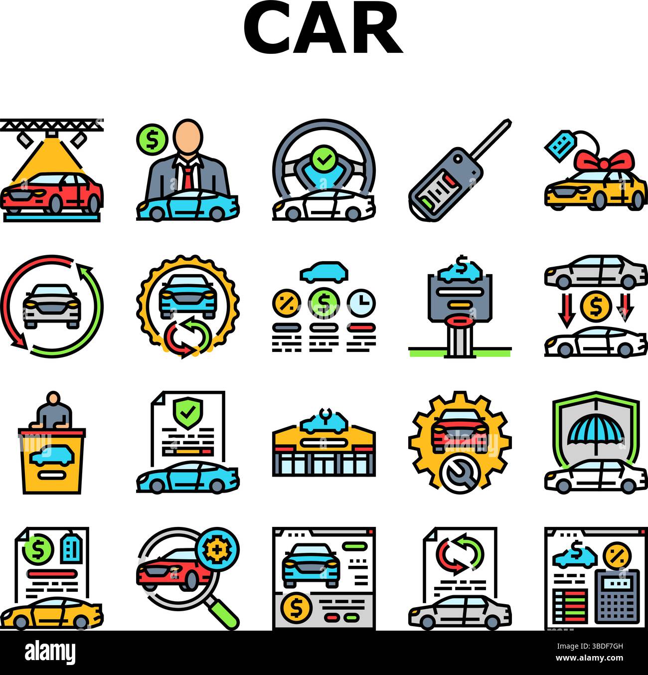 car dealership inventory icons set vector Stock Vector Image & Art - Alamy