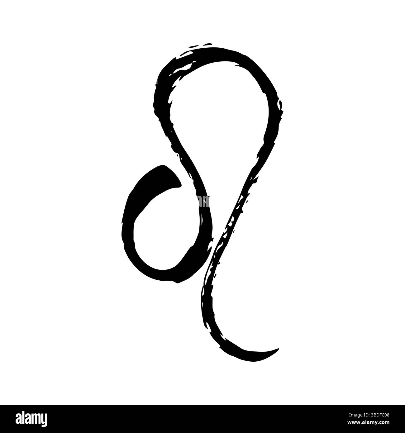 Leo Zodiac Sign. Hand-Drawn Ink Calligraphy in Black and White Style on ...