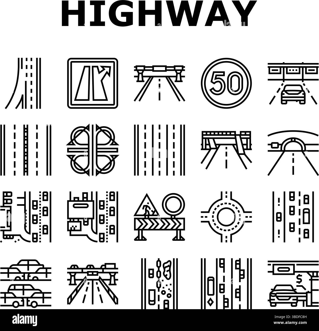 highway road lane icons set vector Stock Vector Image & Art - Alamy