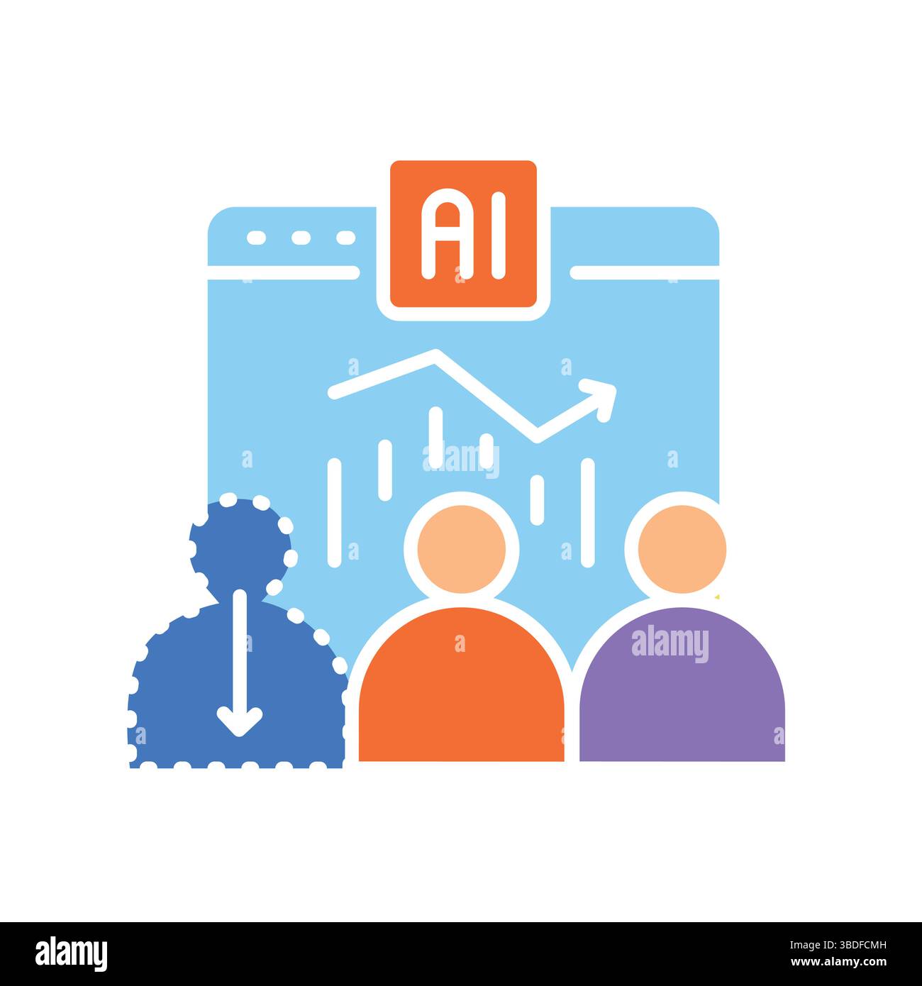 Customer churn color flat icon for digital and print projects. Minimal ...