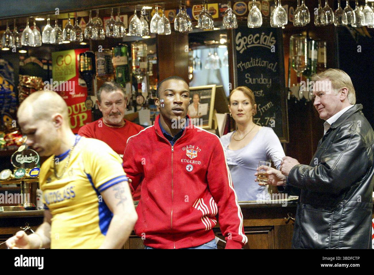 l-r: Callum Dixon (Becks), Gawn Grainger (Jimmy), Ashley Walters (Barry ...