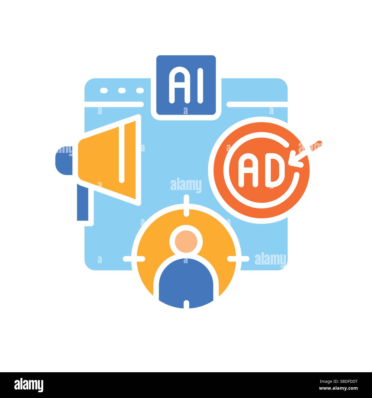 Smart ad targeting color flat icon for digital and print projects ...