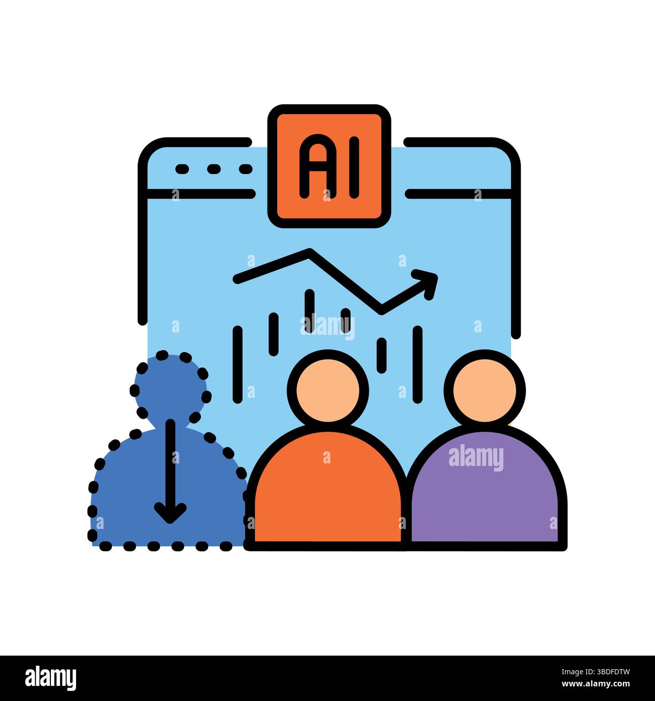 Customer churn color line icon for digital and print projects. Minimal ...