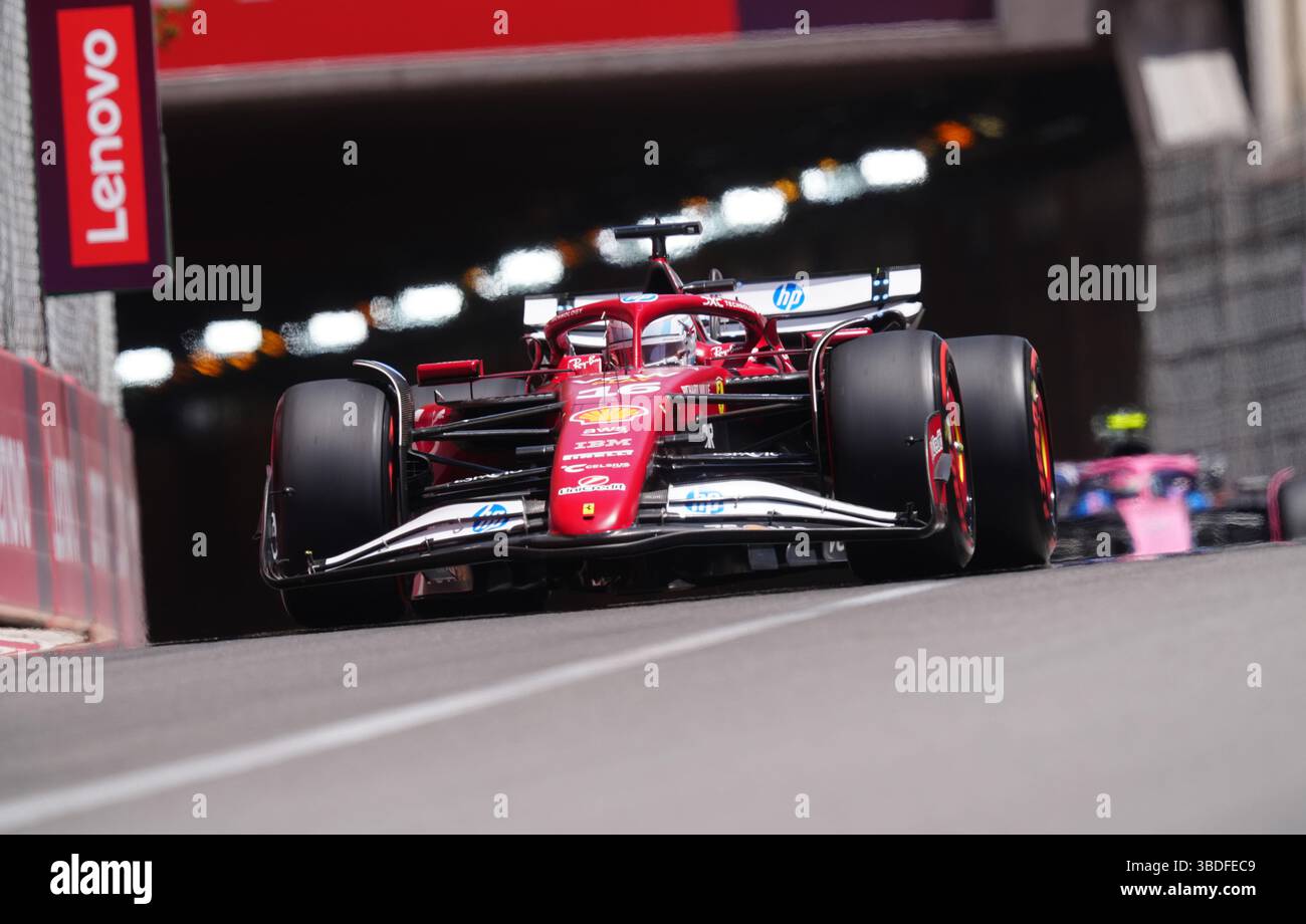 Ferrari driver Charles Leclerc on the track during the final practice ...