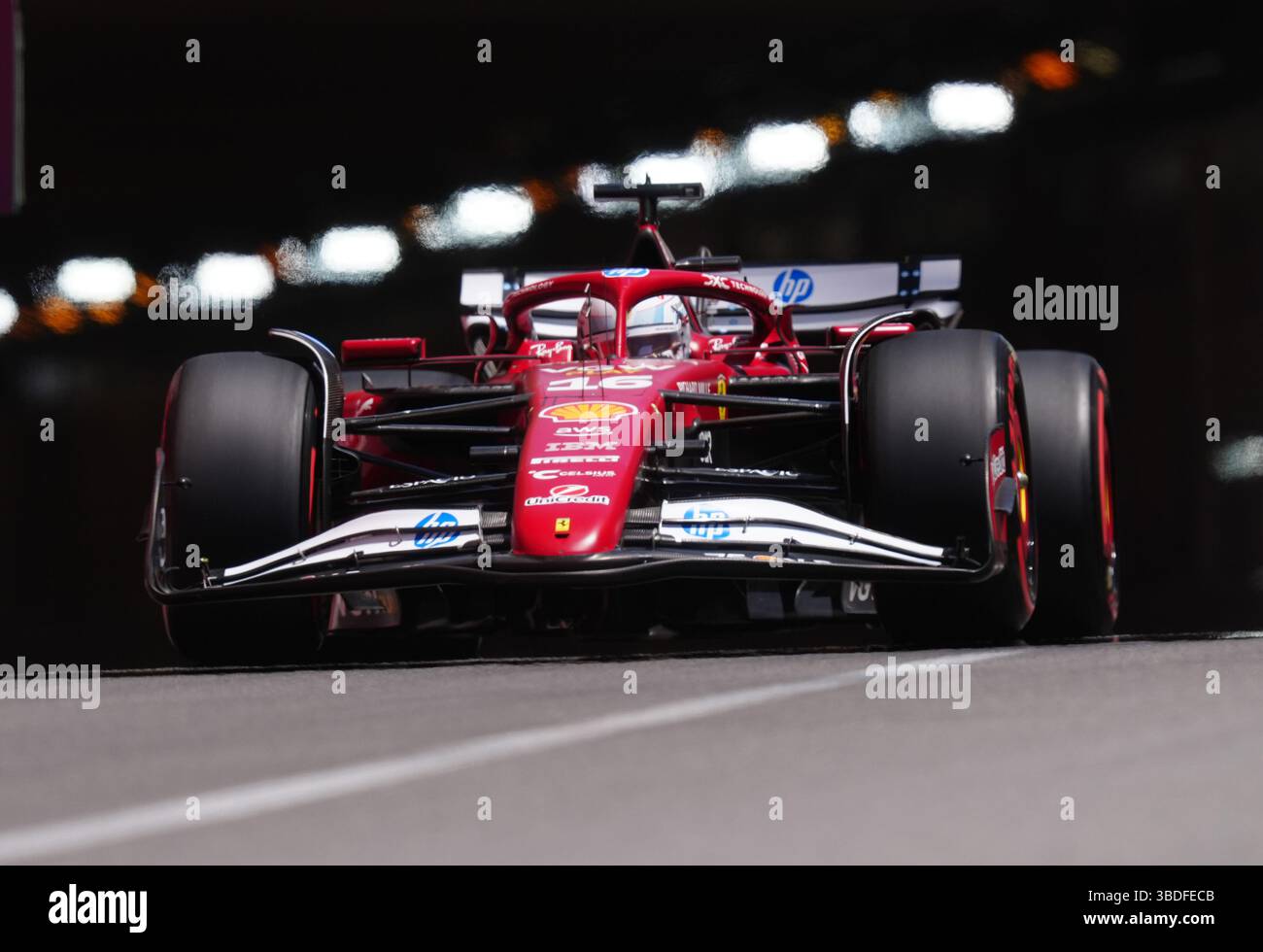 Ferrari driver Charles Leclerc on the track during the final practice ...