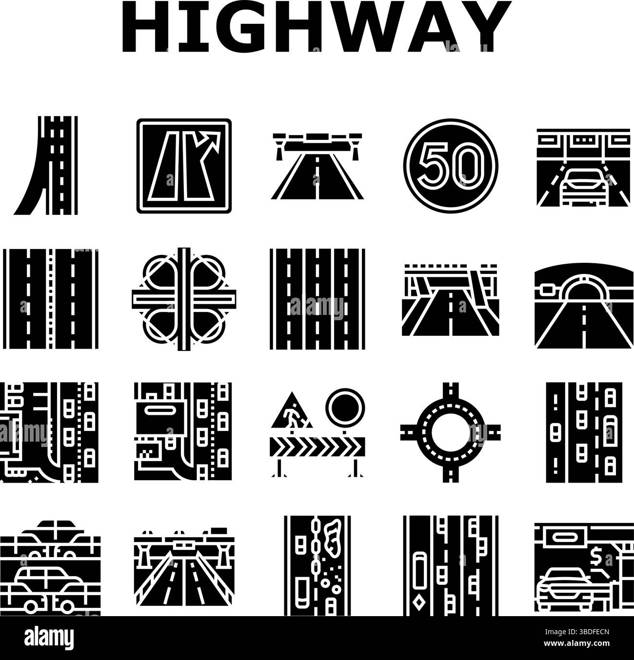 highway road lane icons set vector Stock Vector Image & Art - Alamy