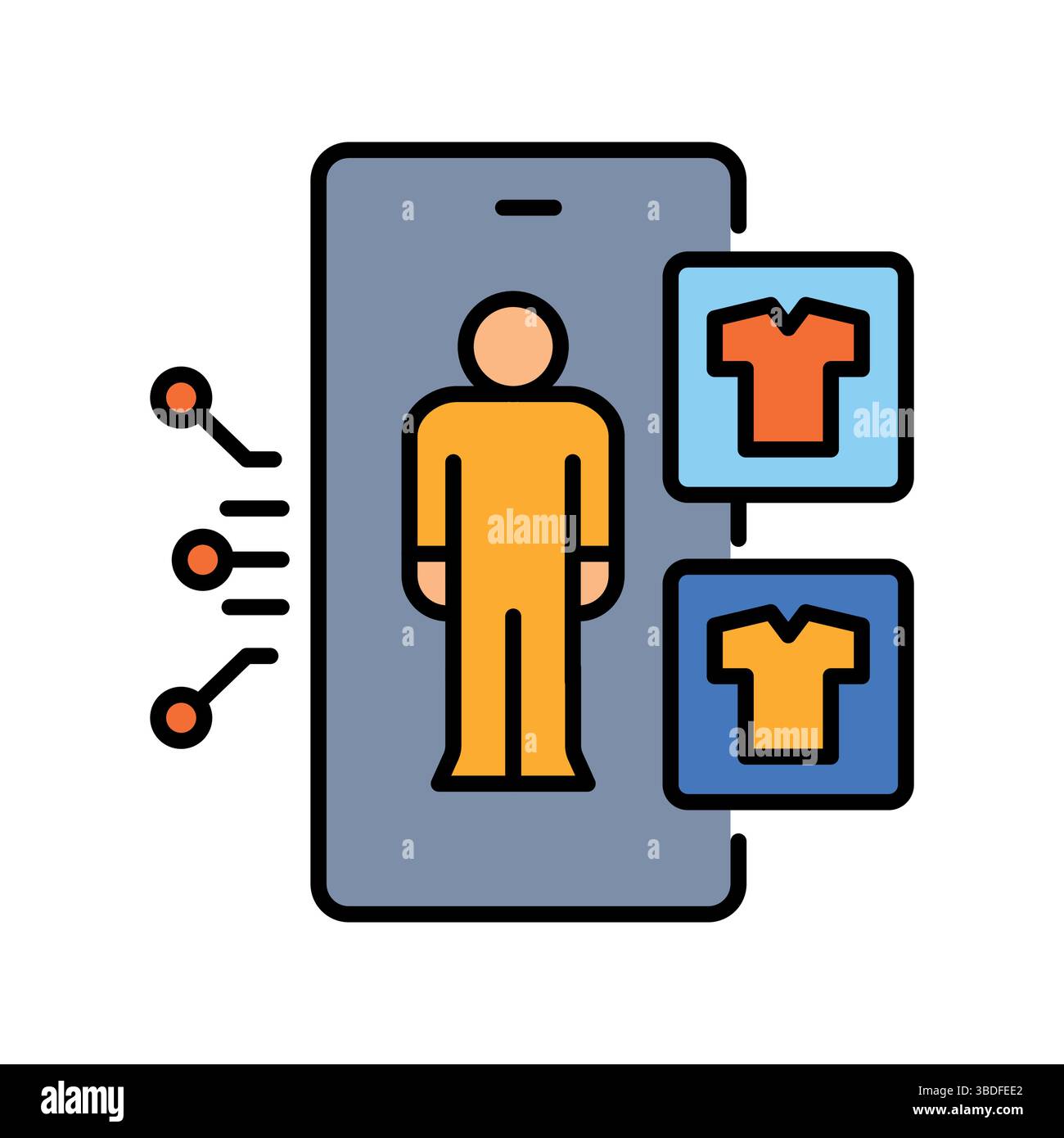 Virtual try on color line icon for digital and print projects. Minimal ...