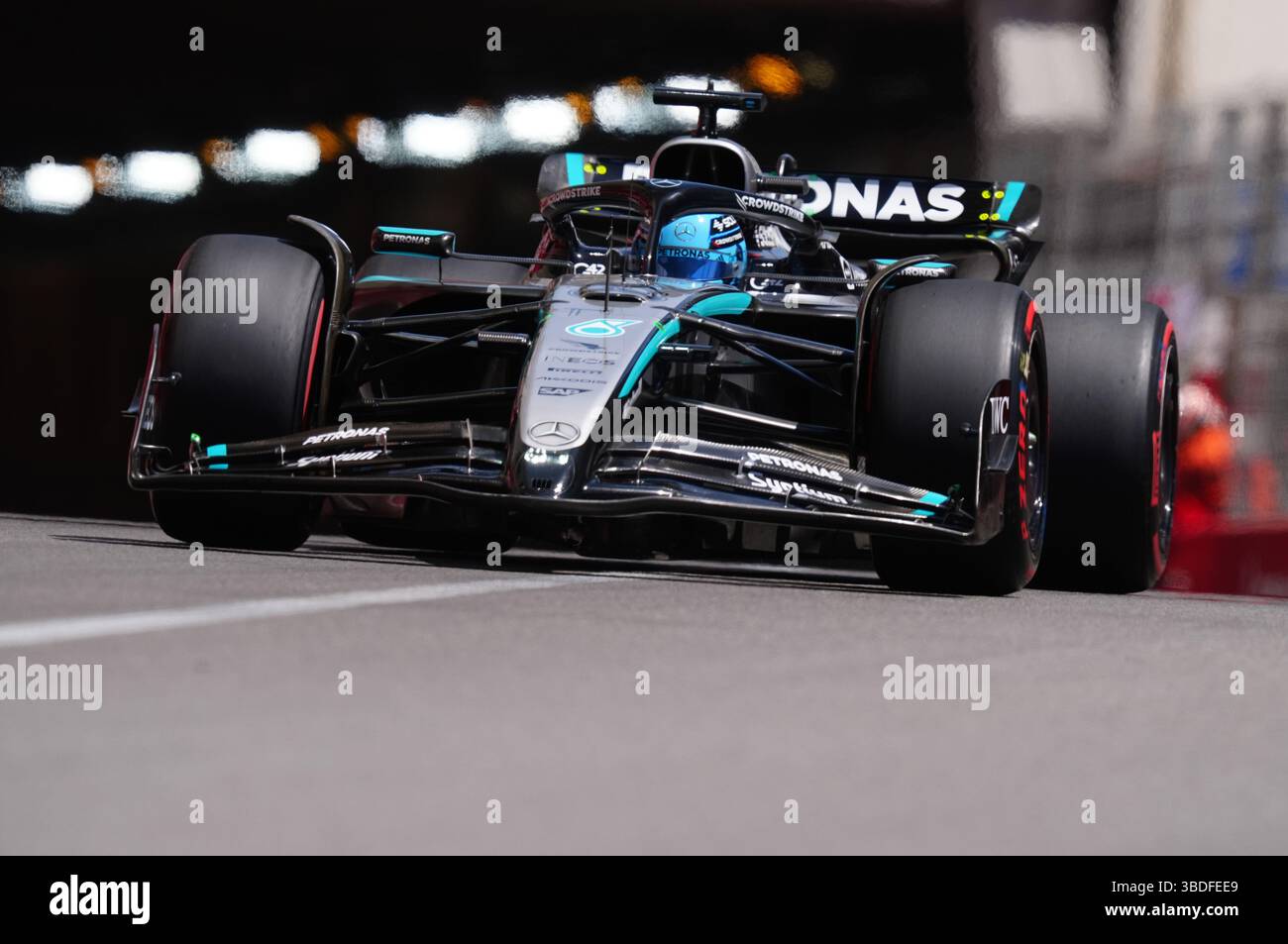 Mercedes driver George Russell on the track during the final practice ...
