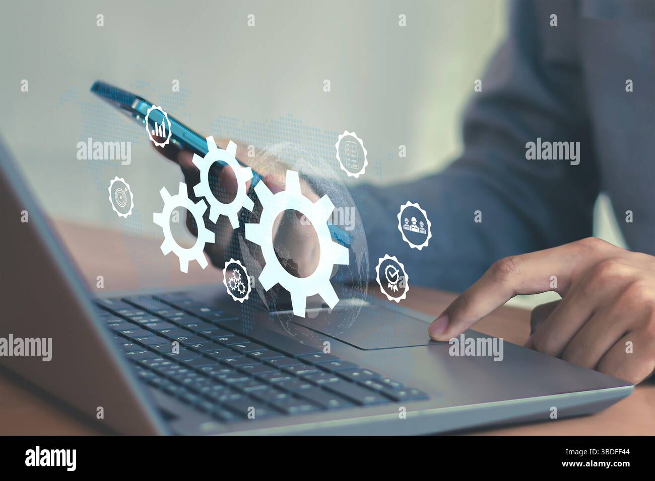 Automation workflow optimization ideas industrial business process marking Stock Photo - Alamy