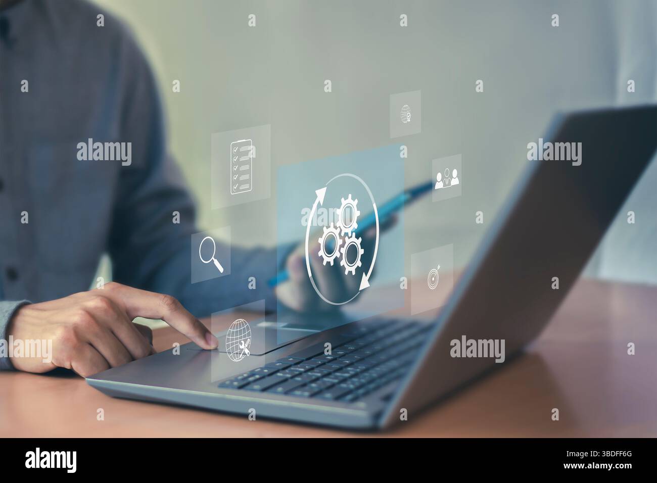 Incident Management of business concept, Businessman use technology ...