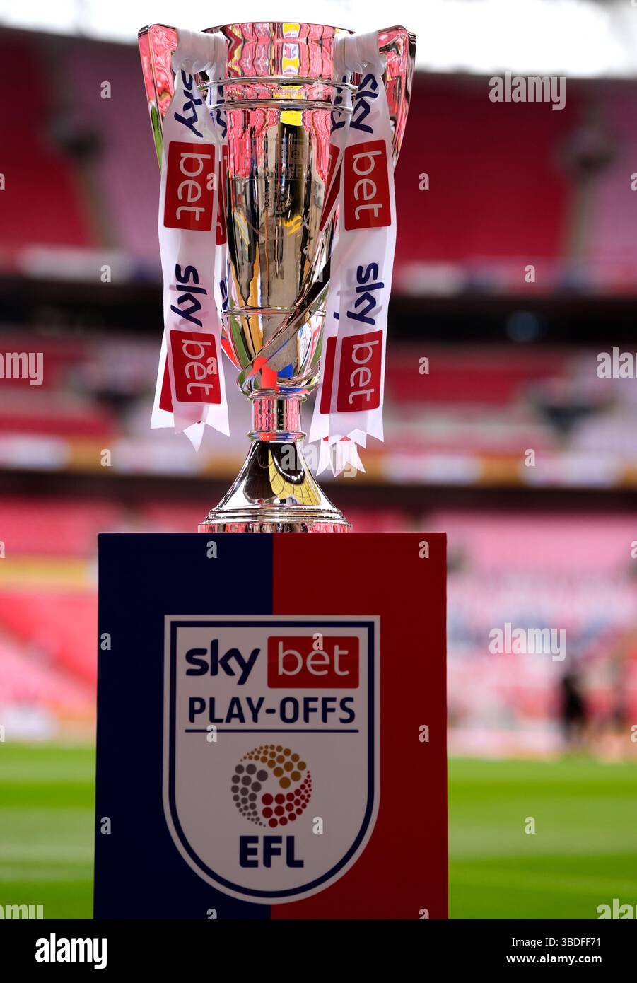 A general view of the Sky Bet Championship trophy ahead of the Sky Bet ...