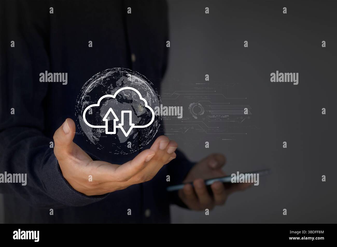 cloud computing shown in hand cloud technology data storage, data ...