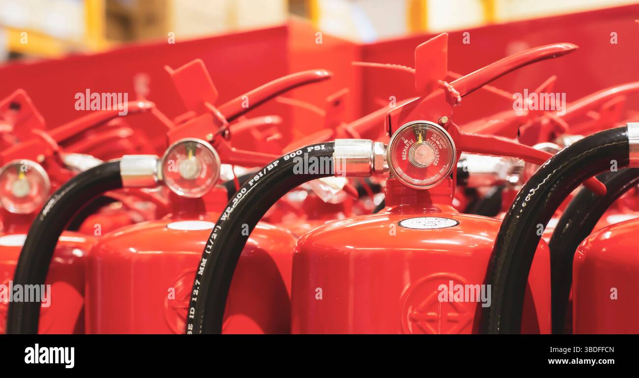 fire extinguishers available in fire emergencies Stock Photo - Alamy
