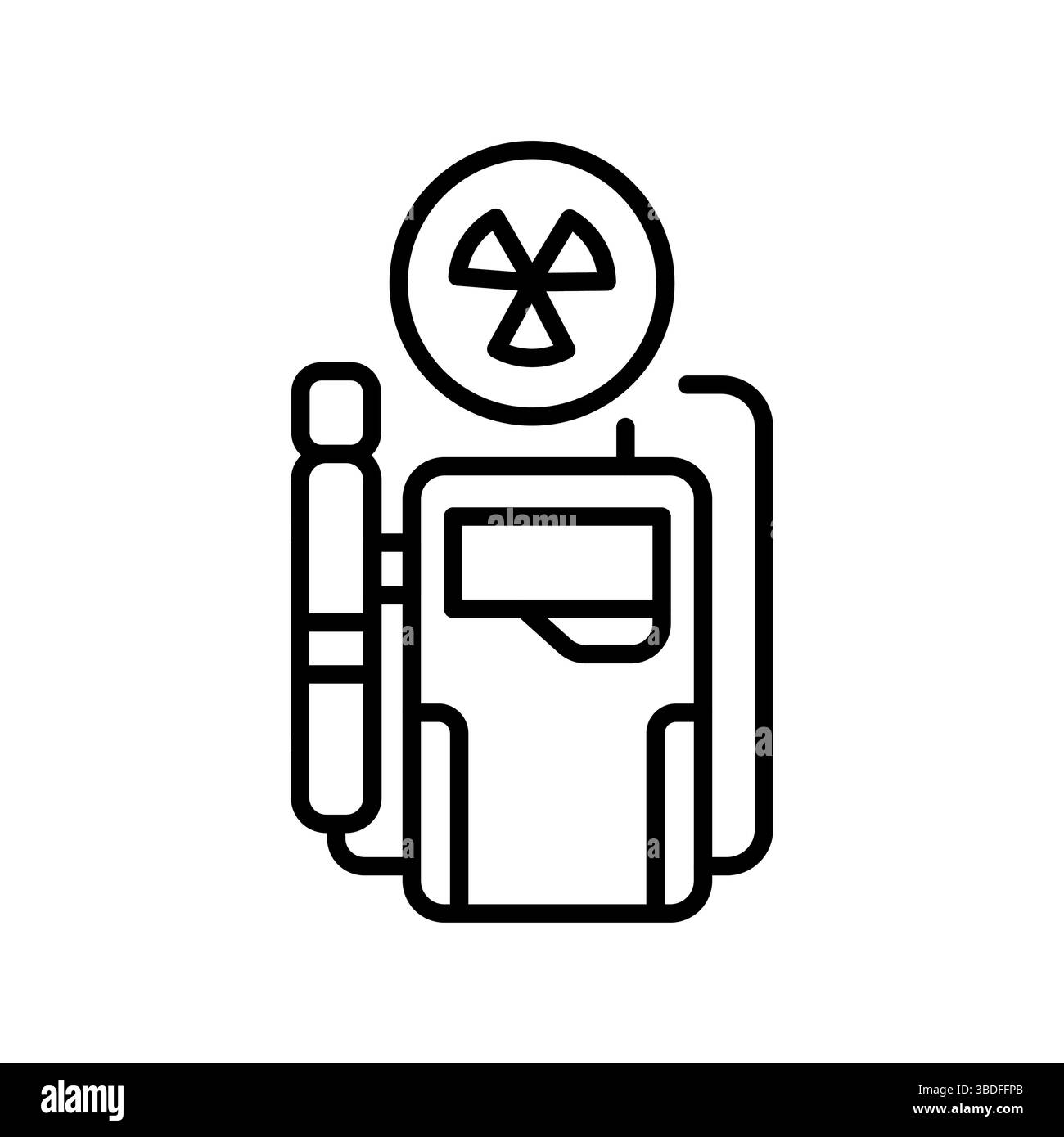 radiation detector black line icon for digital and print projects. Minimal clean icons for apps ...