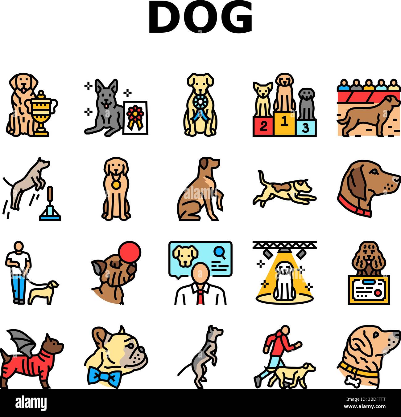 dog competition show breed icons set vector Stock Vector Image & Art ...