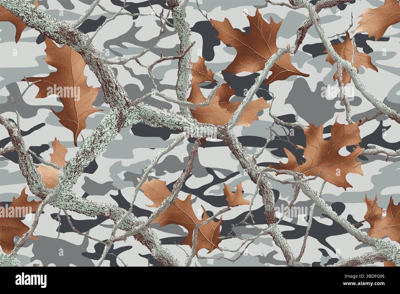 Camouflage seamless pattern. Forest real oak tree camouflage design. Hunting camouflage. Army ...