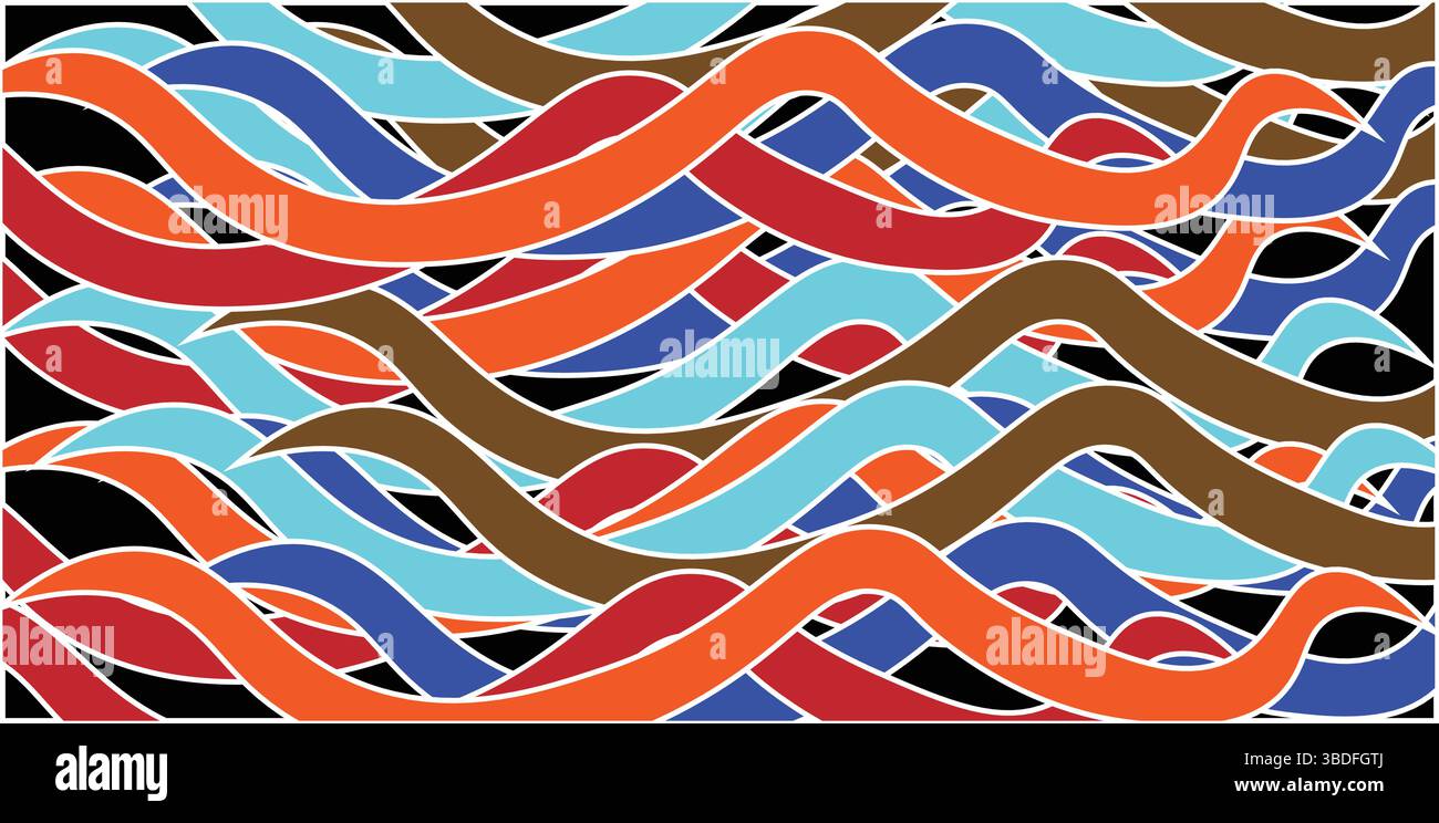 Vibrant Seamless Wavy Line Pattern in Bold Colors, Abstract Modern ...