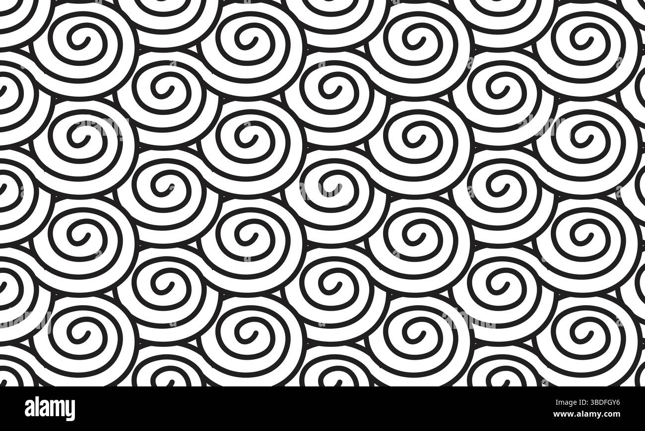 Seamless Black and White Spiral Swirl Pattern Background. Abstract ...