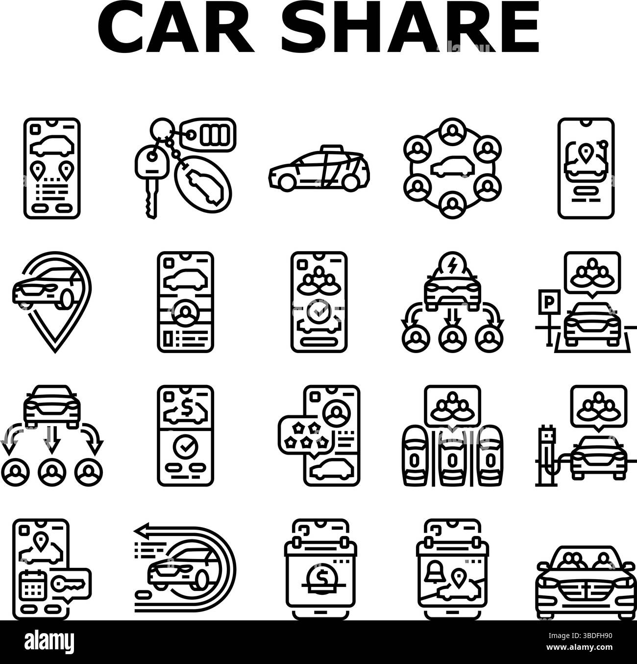 car share service transport icons set vector Stock Vector Image & Art ...