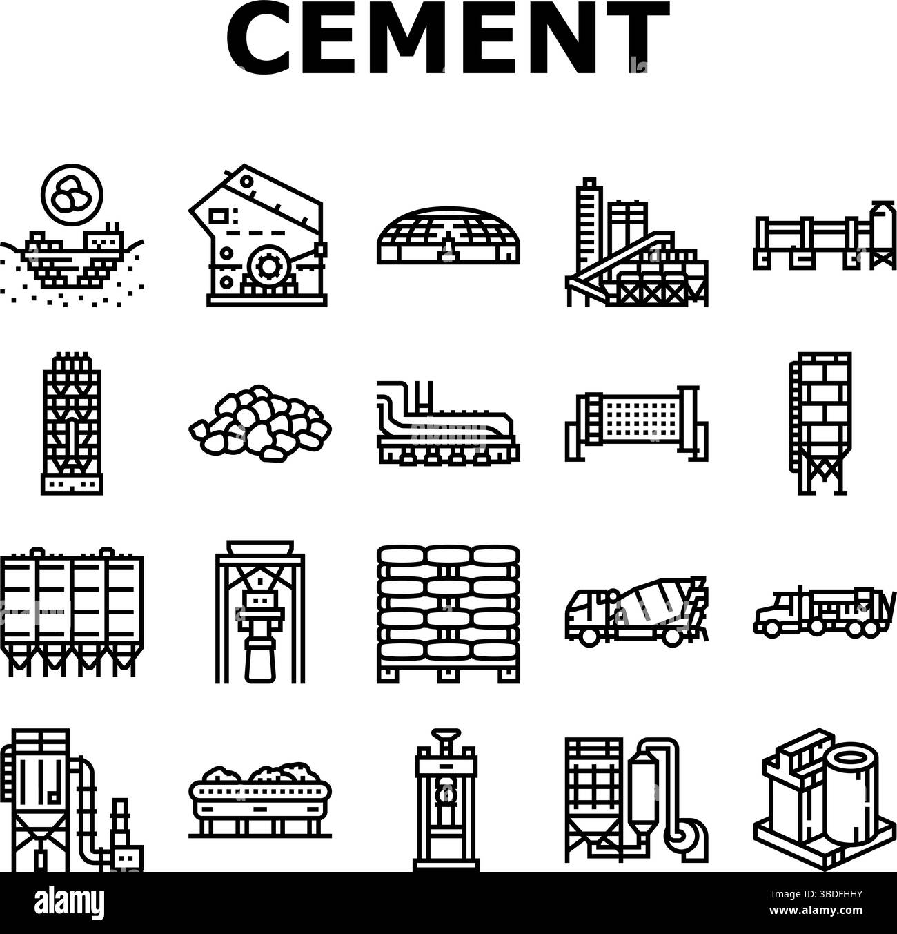 cement production gypsum icons set vector Stock Vector Image & Art - Alamy