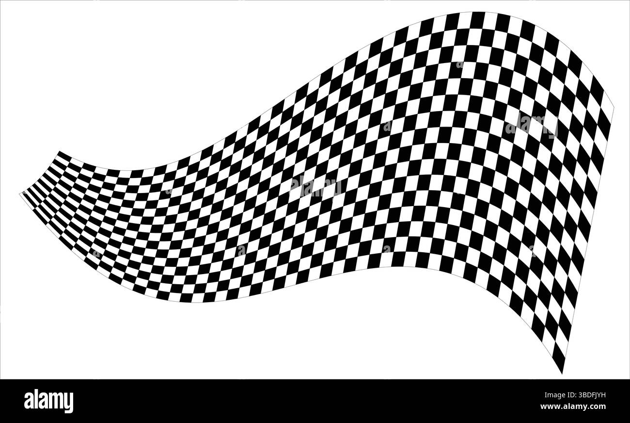 Waving Checkered Racing Flag - Finish Line Symbol, Dynamic Black and White Chequered Flag ...