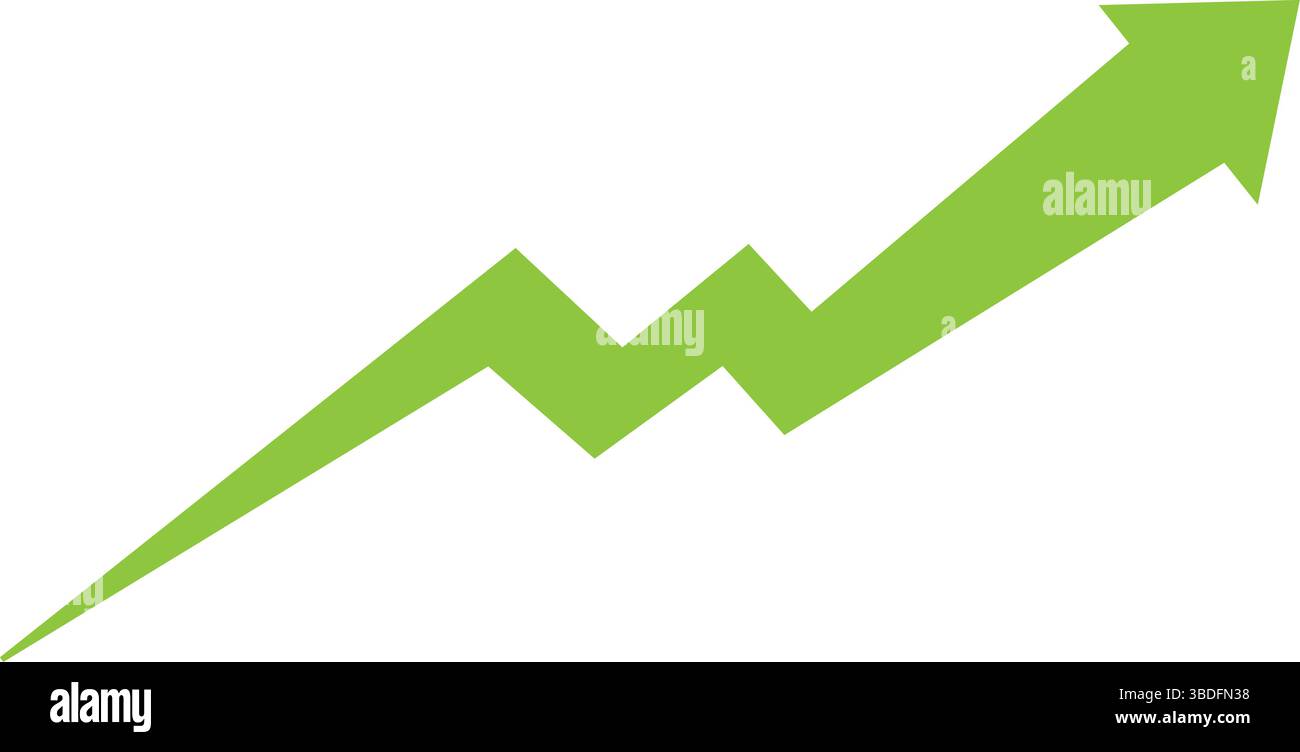 Growing Business Trend: Green Upward Arrow, Positive Growth Indicator ...