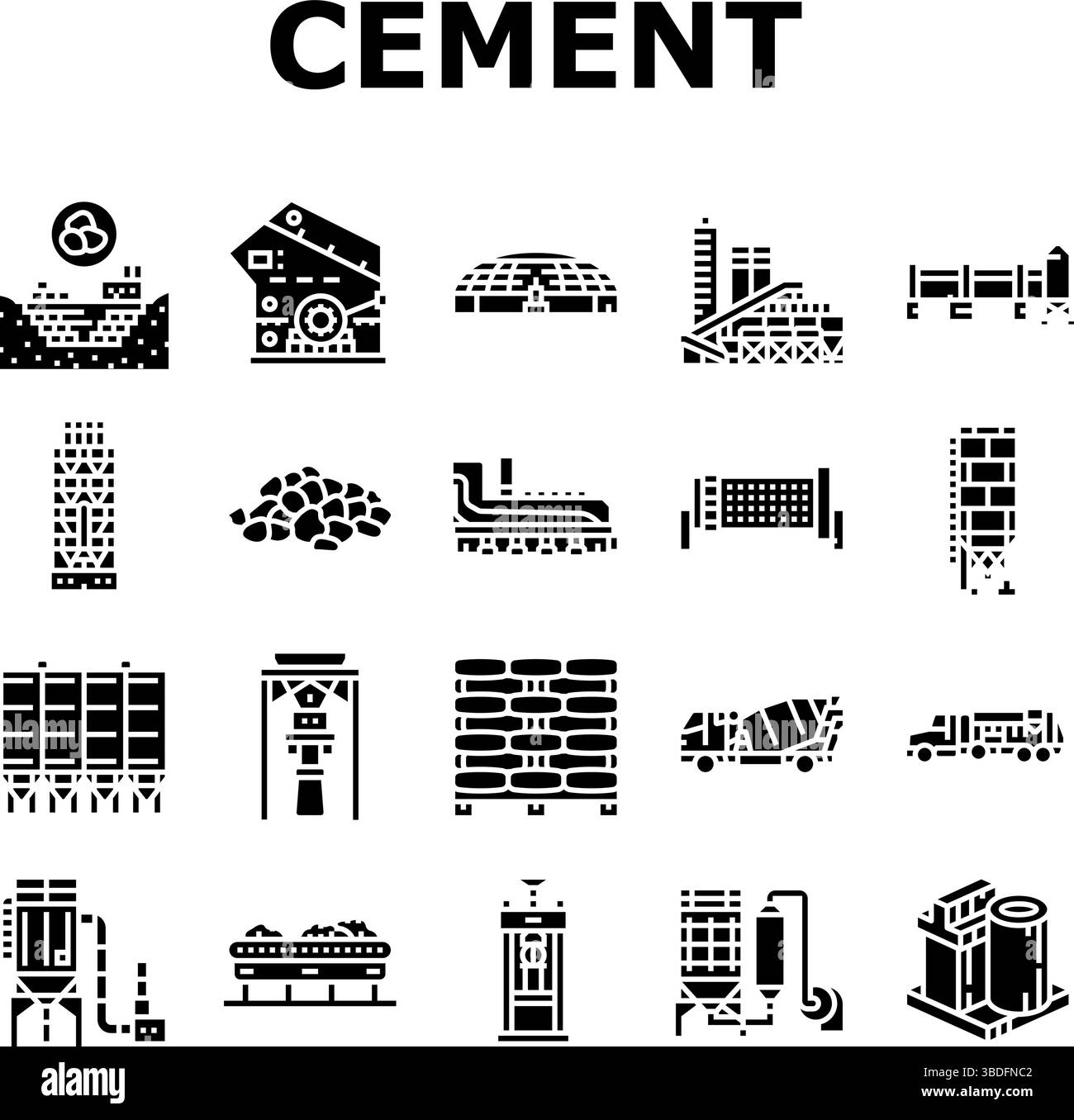 cement production gypsum icons set vector Stock Vector Image & Art - Alamy