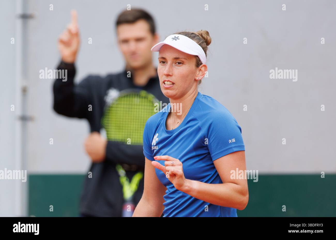 Paris, France. 24th May, 2025. Belgian Elise Mertens and her coach ...