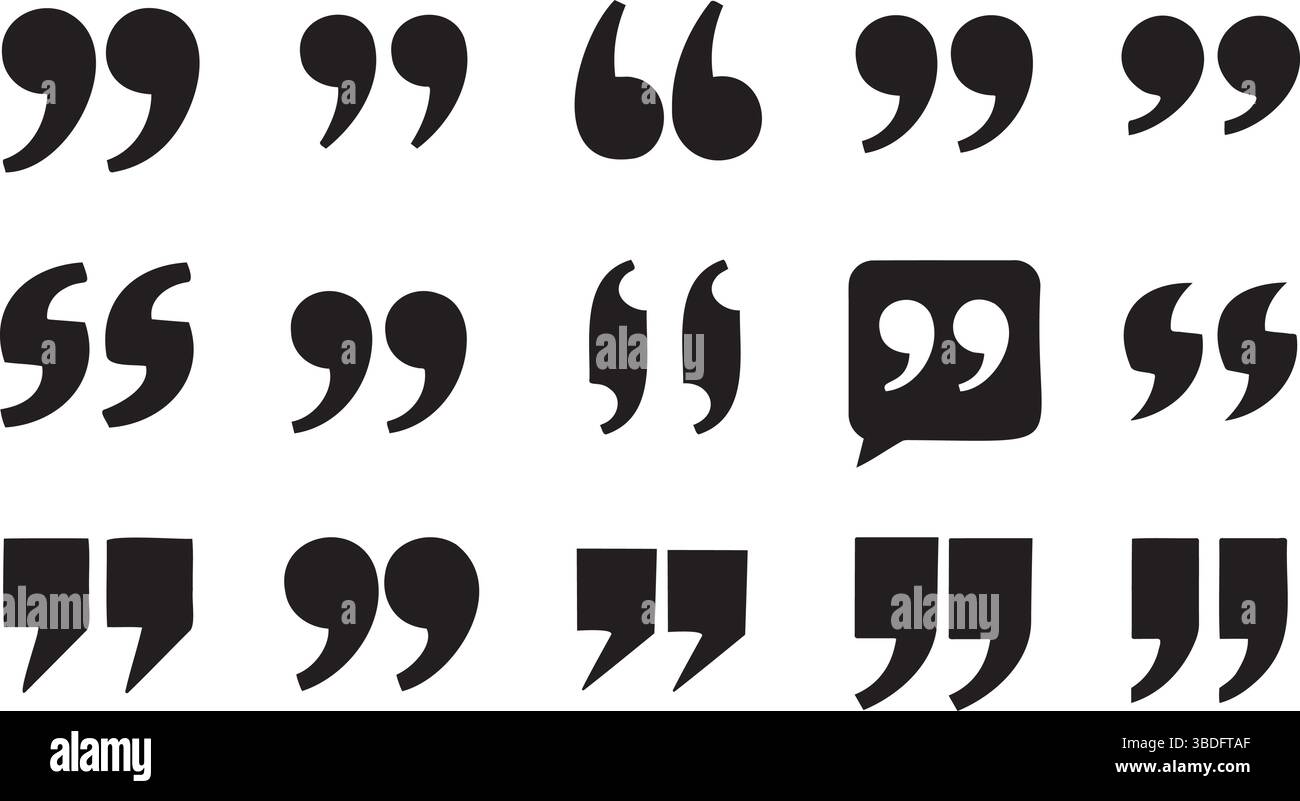 Stylish quotation icons hi-res stock photography and images - Alamy