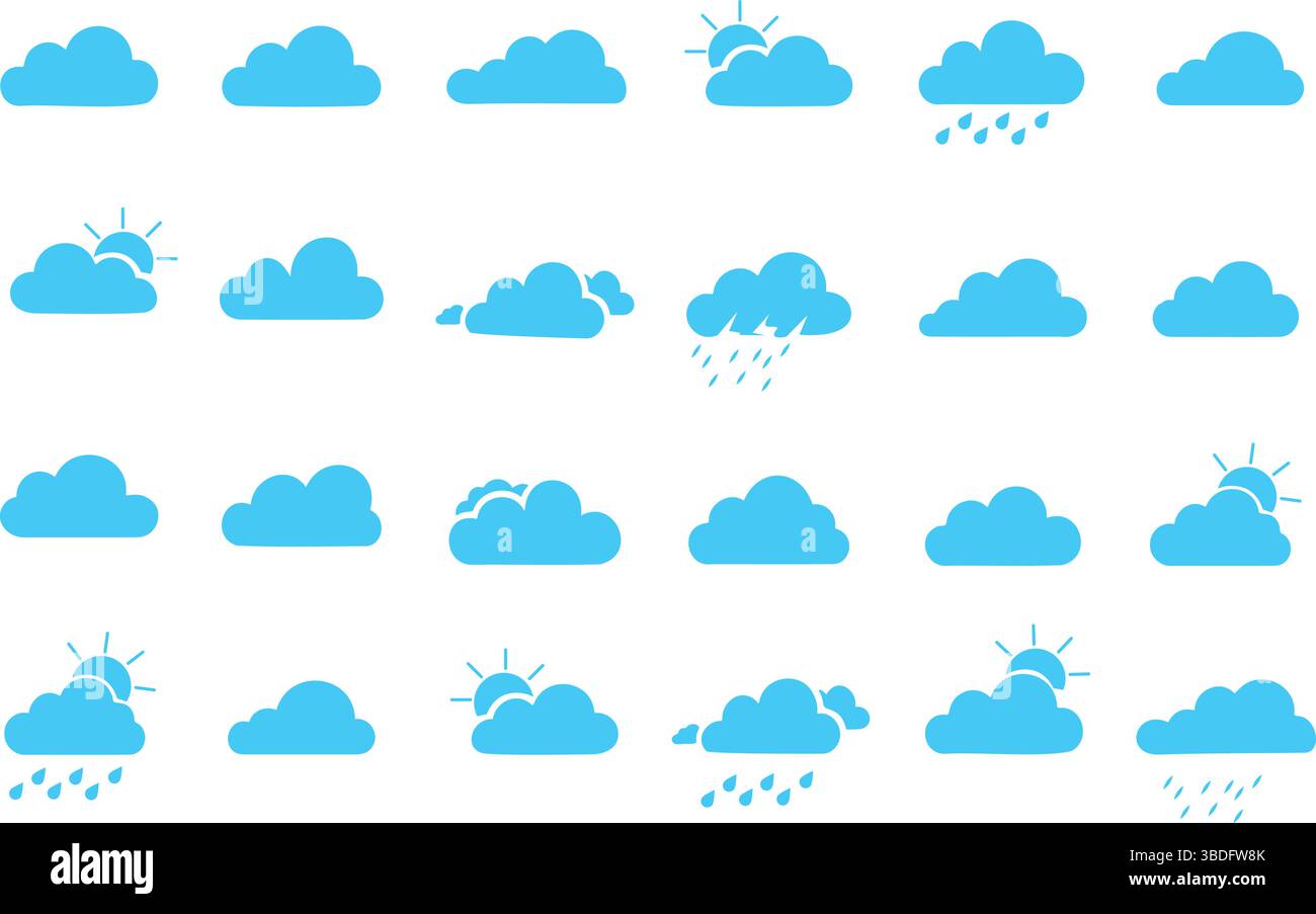 Minimal Cloud Icon Set Weather Themed Cloud Illustrations and vector ...