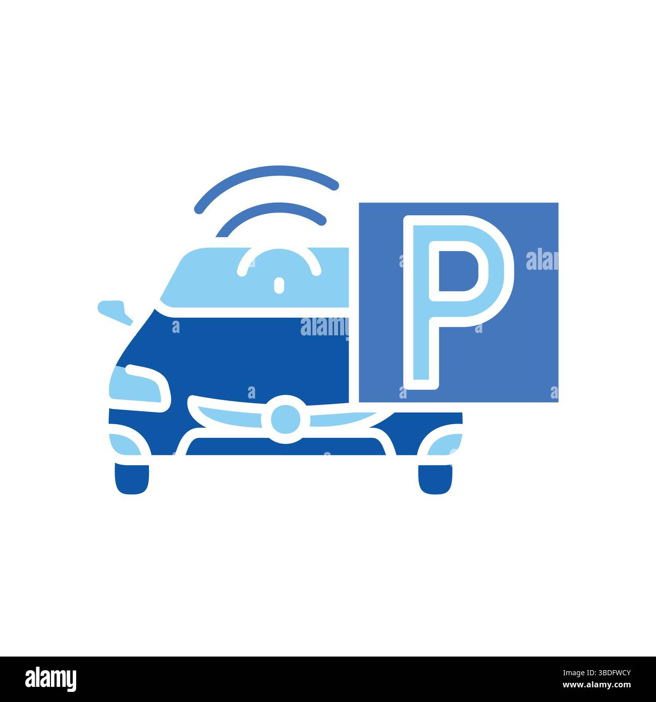 Automated parking management color flat icon. Vector isolated element ...