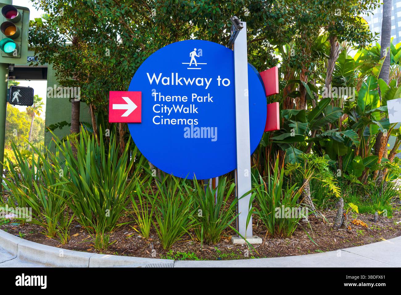 Los Angeles, California - December 24, 2024: Vibrant blue sign ...