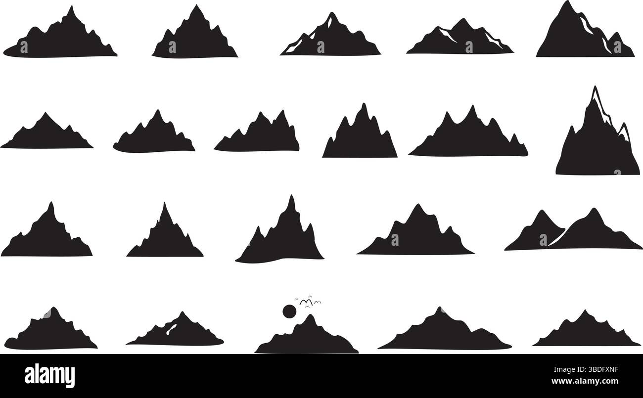 Mountains icon vector set Hike, travel illustration sign collection ...