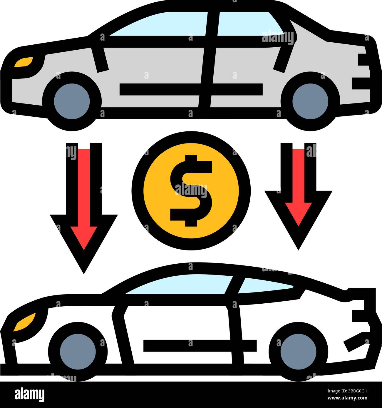 trade in car dealership color icon vector illustration Stock Vector ...