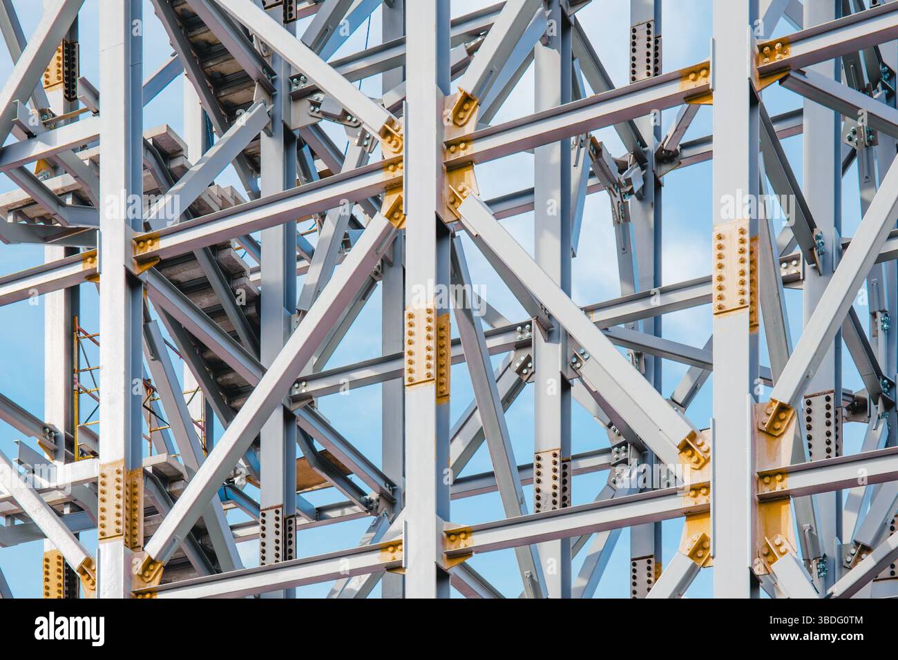 Geometric steel framework at a construction site, geometric pattern background, building ...