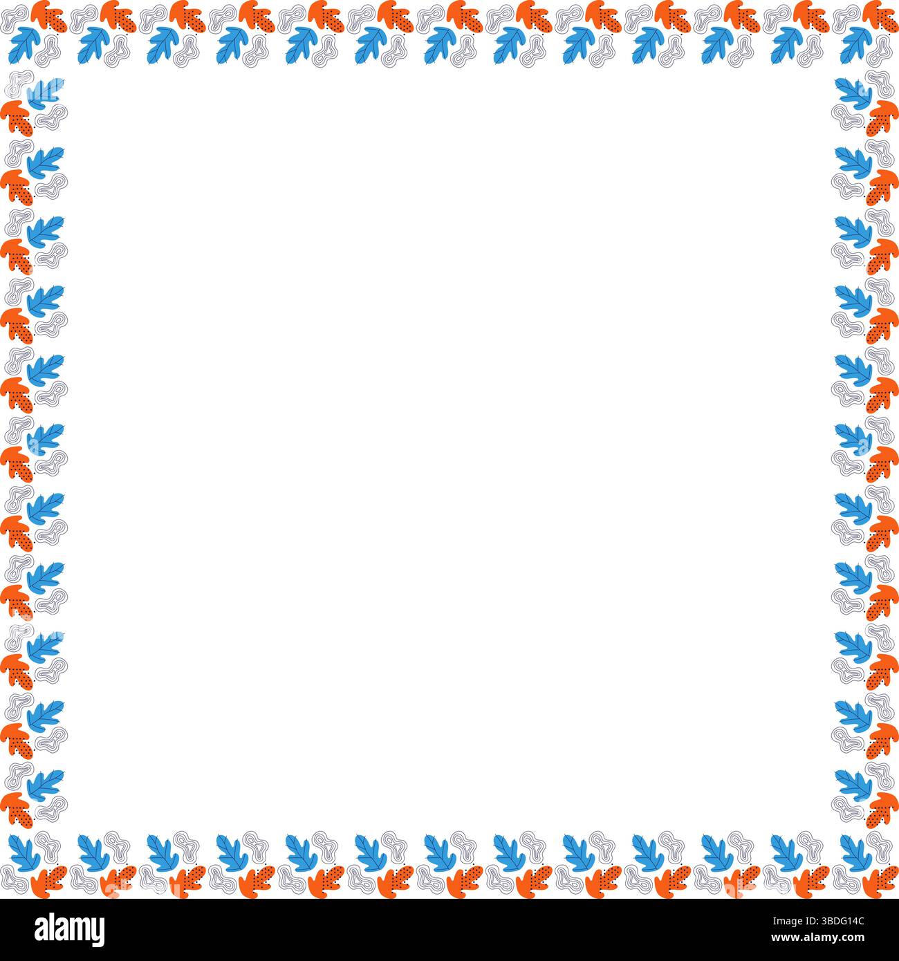 Border frame template with leaf elements decoration. Rectangle easter ...