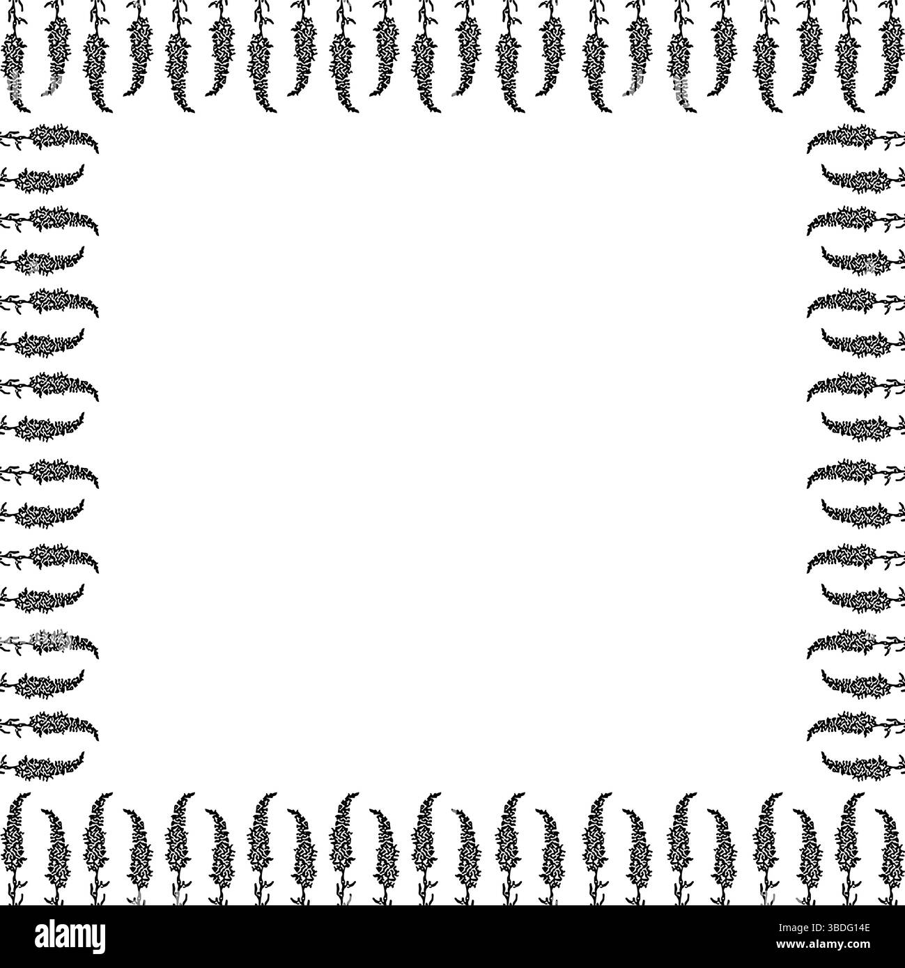 Flourish frame with monochrome elements. Trendy botany graphic template ...